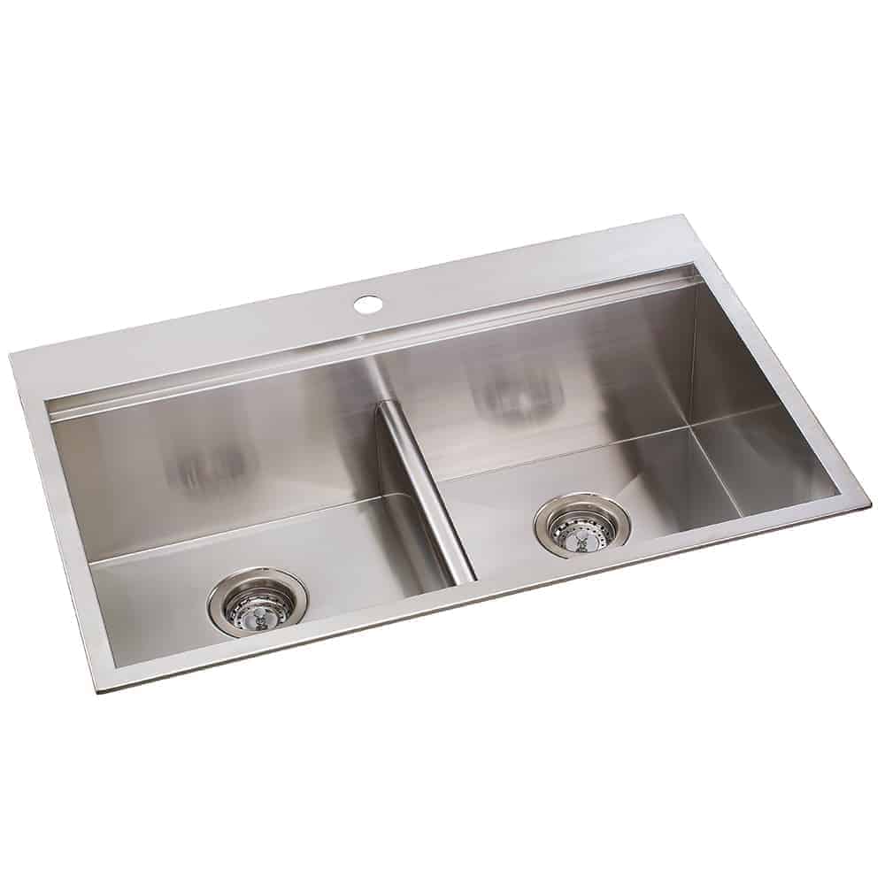 Low Divider Double Bowl Ledge Sink 33" x 22" x 10" Stainless Steel ...